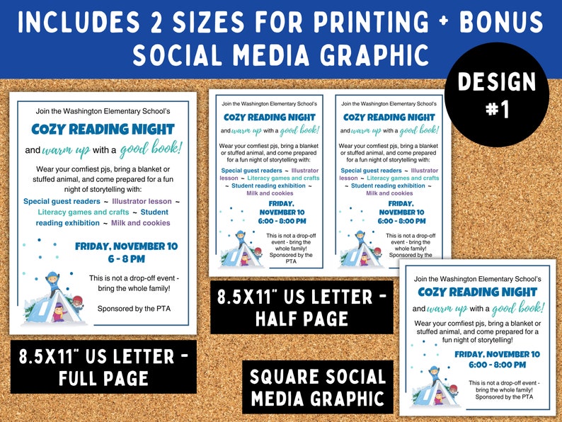 Reading Night Flyer - Customizable Invitation to Family Literacy Night ...