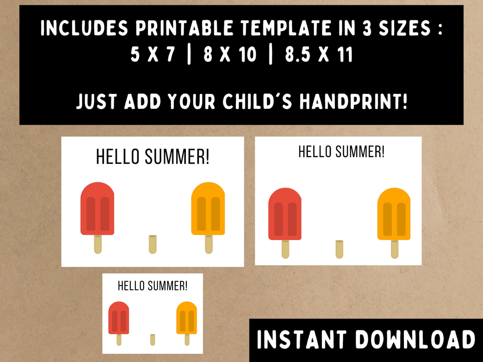 Summer Popsicle Handprint Craft Printable DIY Summer Craft Activity ...