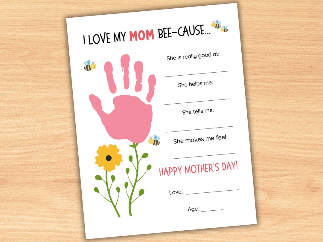 I Love My Mom Because Handprint - Interview Questions About Mom ...
