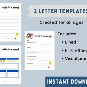 Sports Printable Letter From Camp Kids Overnight Camp Notes Sleepaway ...