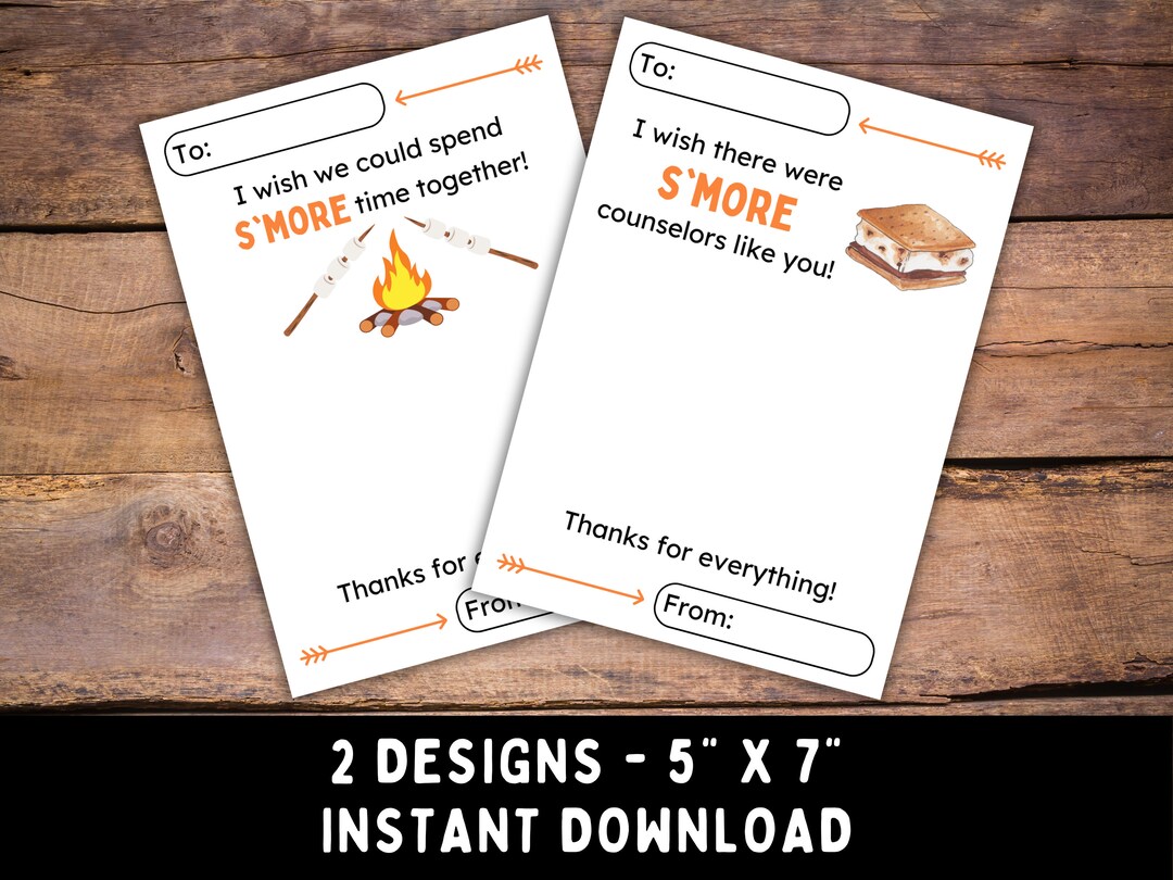 Camp Counselor Thank You Card, Printable Gift Card Holder, Summer Camp ...