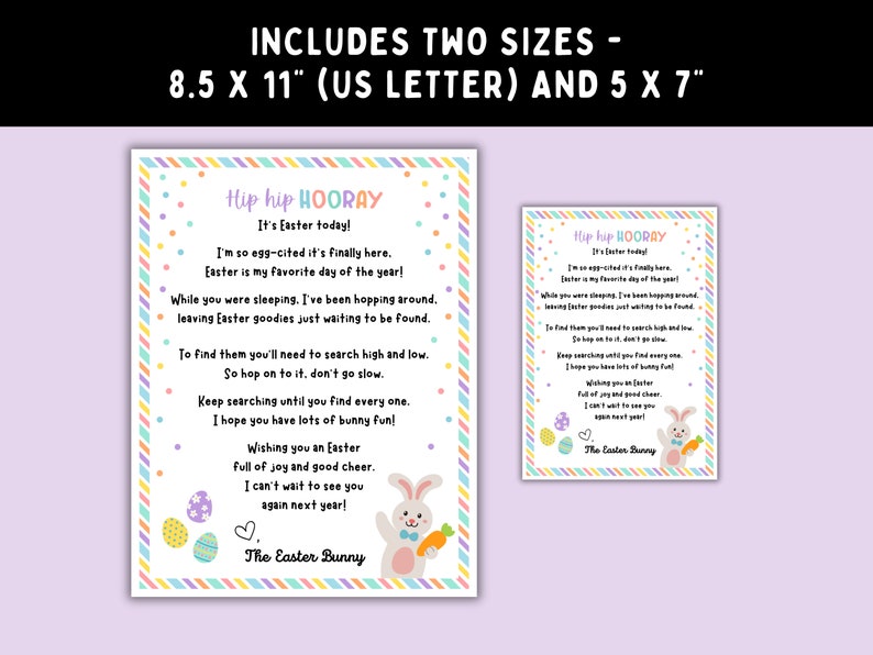 Easter Bunny Note Letter From Easter Bunny Easter Egg Hunt Printable ...