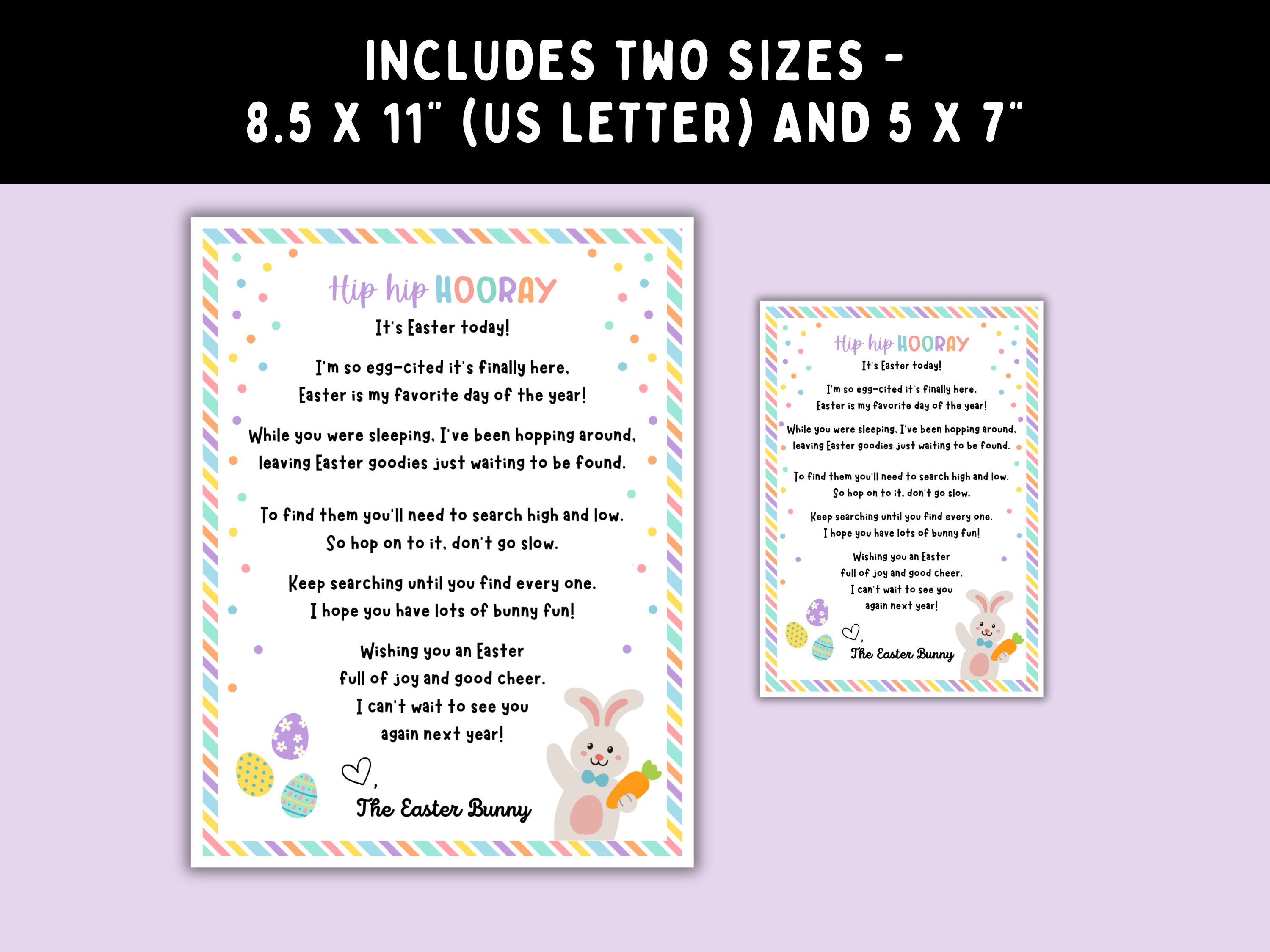Easter Bunny Note Letter From Easter Bunny Easter Egg Hunt Printable ...