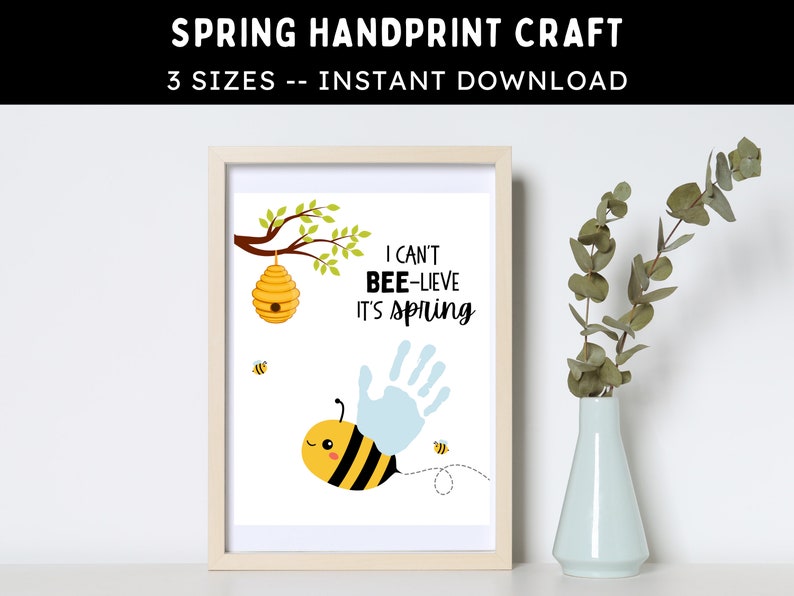 Spring Bee Handprint Craft Printable DIY Spring Craft Activity ...