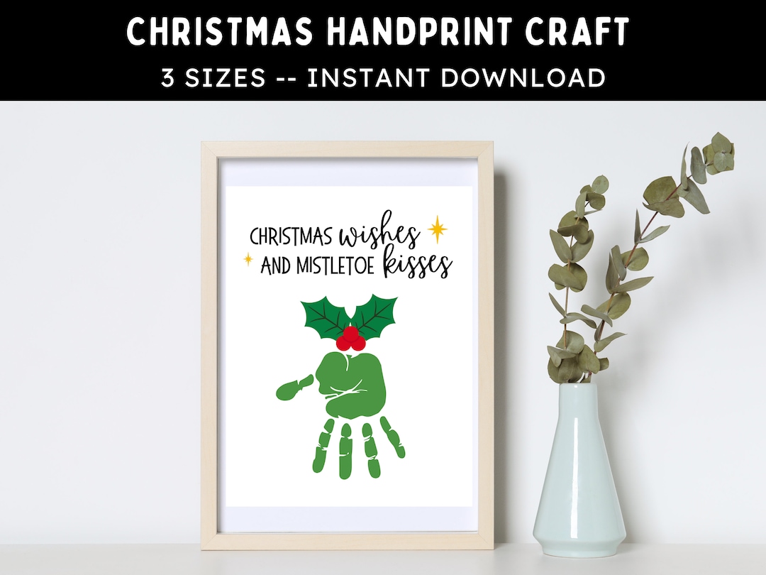 Mistletoe Handprint DIY Craft Printable Christmas Art Activity for Baby ...