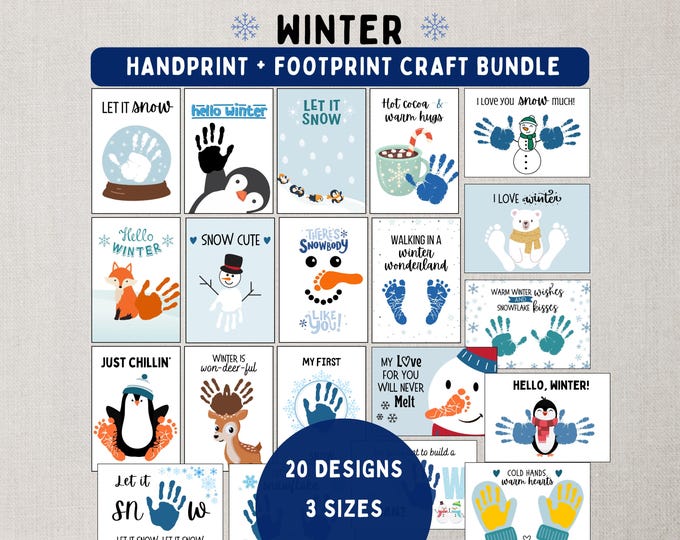 Winter Handprint Craft Bundle Printables-snow Season Fingerprint Kids ...