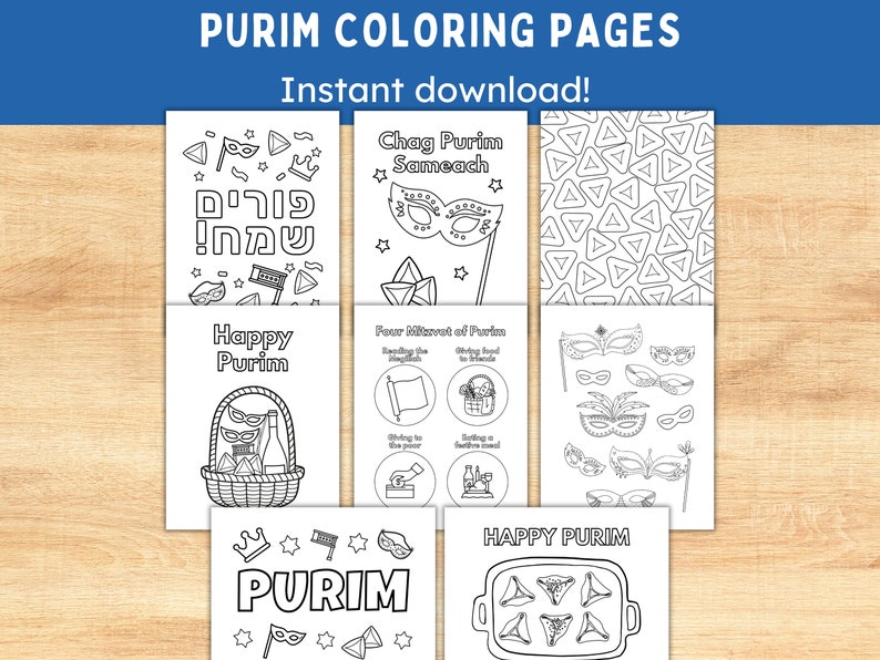 Purim Coloring Pages -- Printable Jewish Holiday Activities & Crafts ...