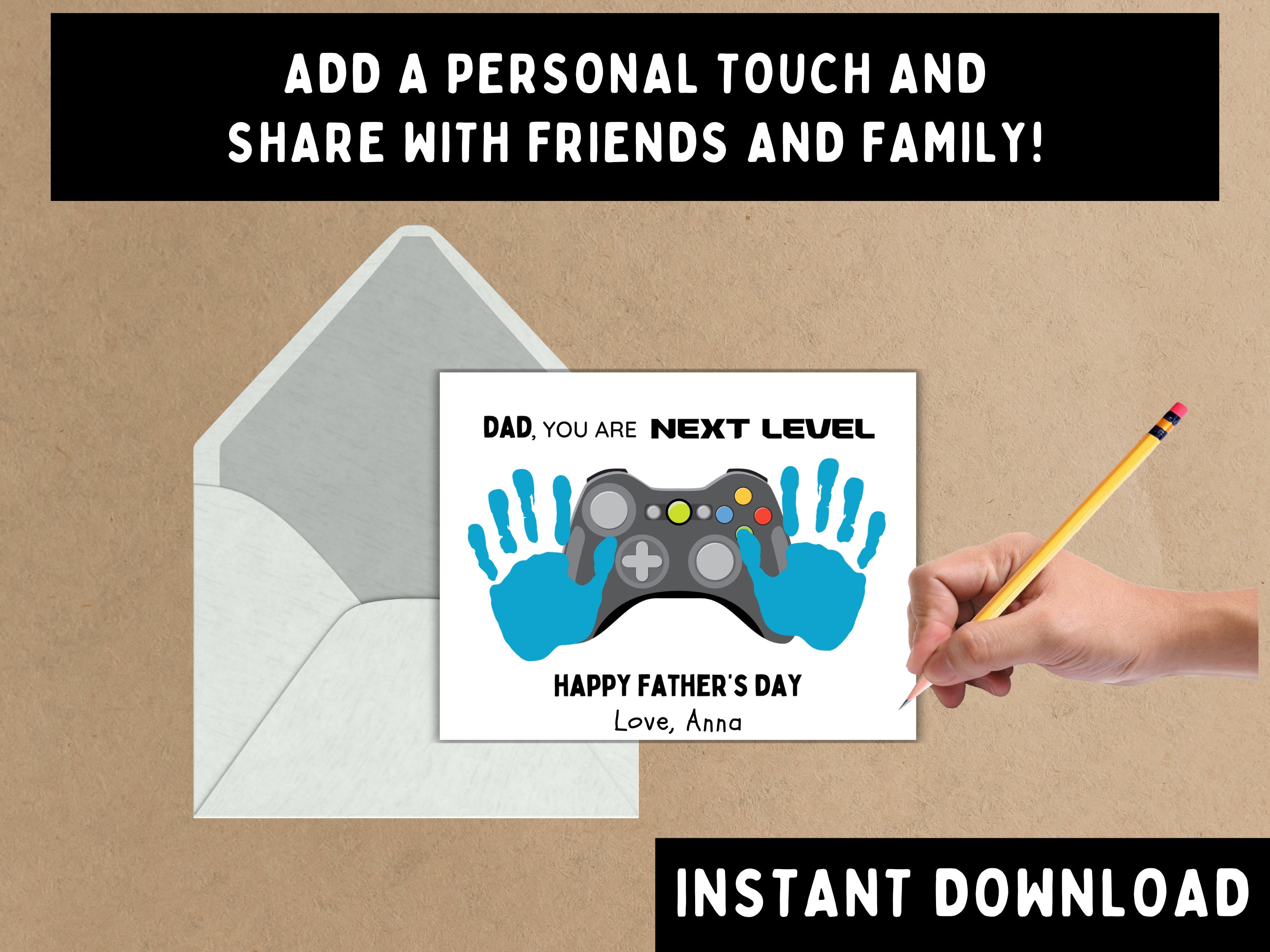 Father's Day Gamer Handprint Craft Printable DIY Handprint Activity Dad ...