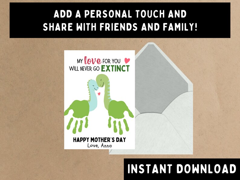 Mother's Day Dinosaur Handprint Craft -- Printable DIY Art Activity for ...