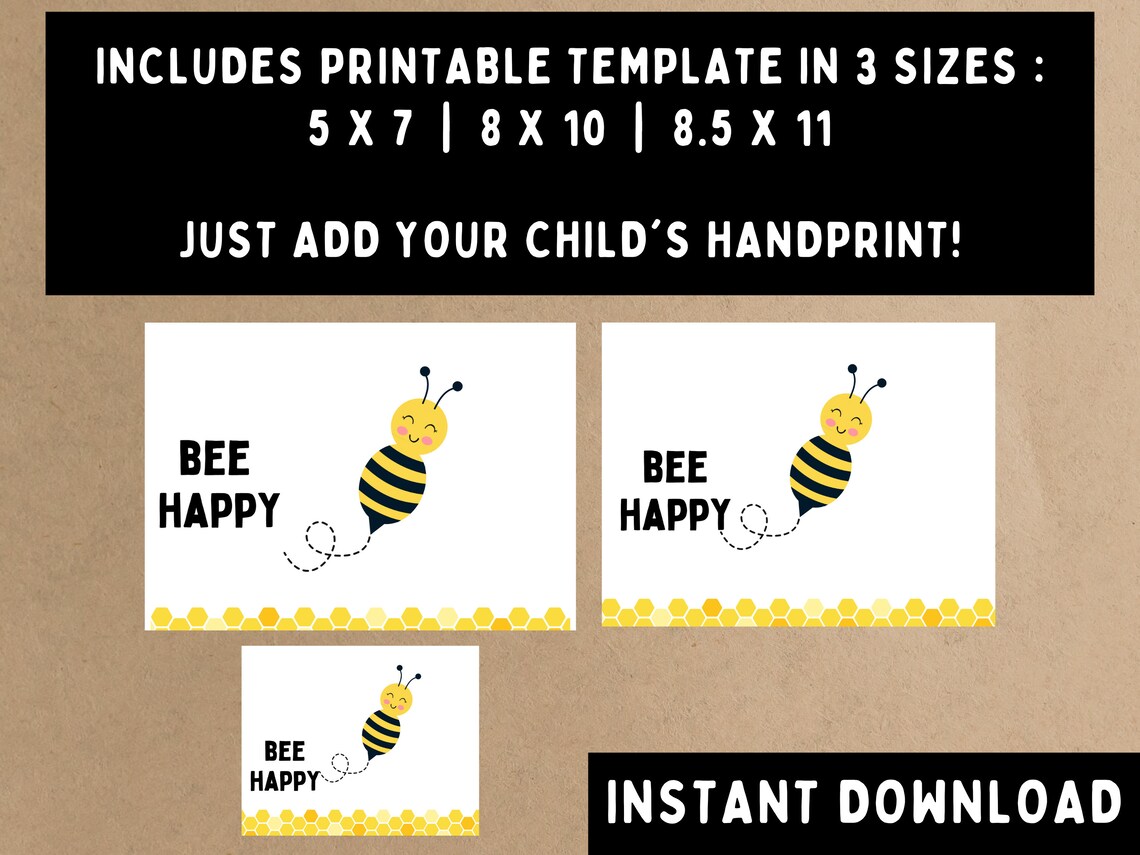 Spring Bee Handprint Craft Printable DIY Spring Craft Activity ...