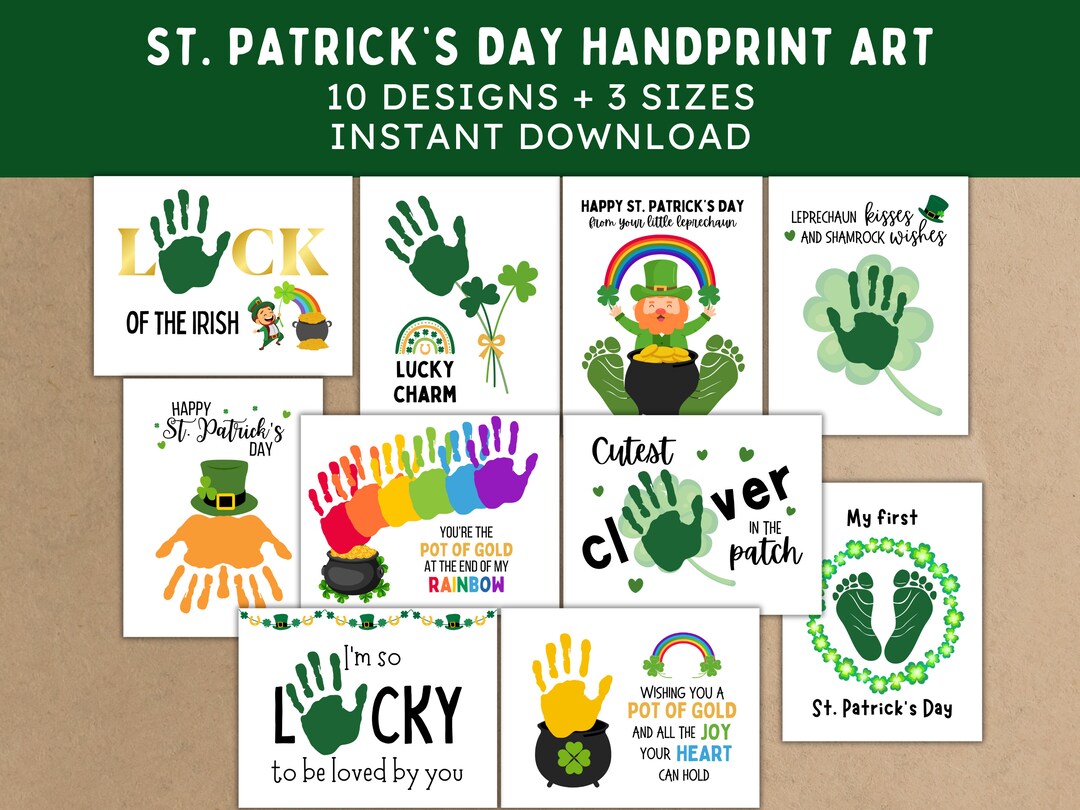 St. Patrick's Day Handprint and Footprint Craft Bundle Printable DIY ...