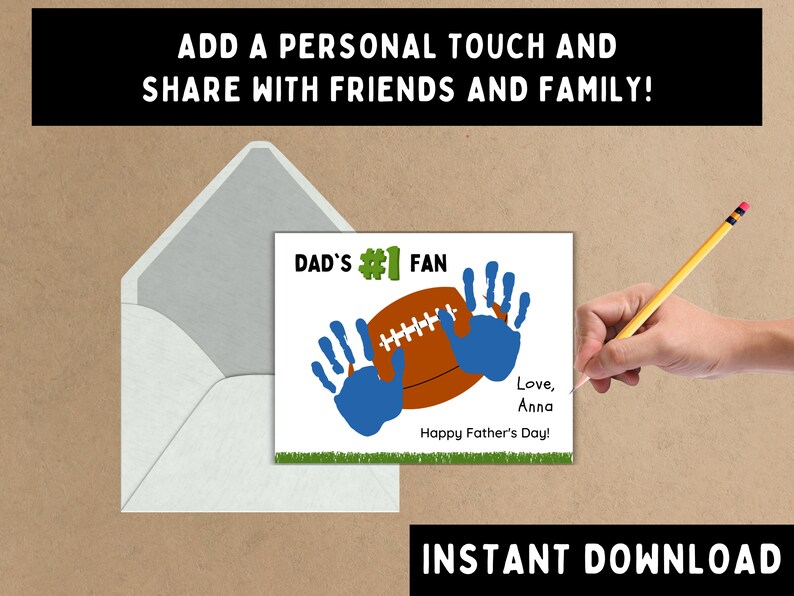 Father's Day Football Handprint Craft Printable DIY Handprint Activity ...