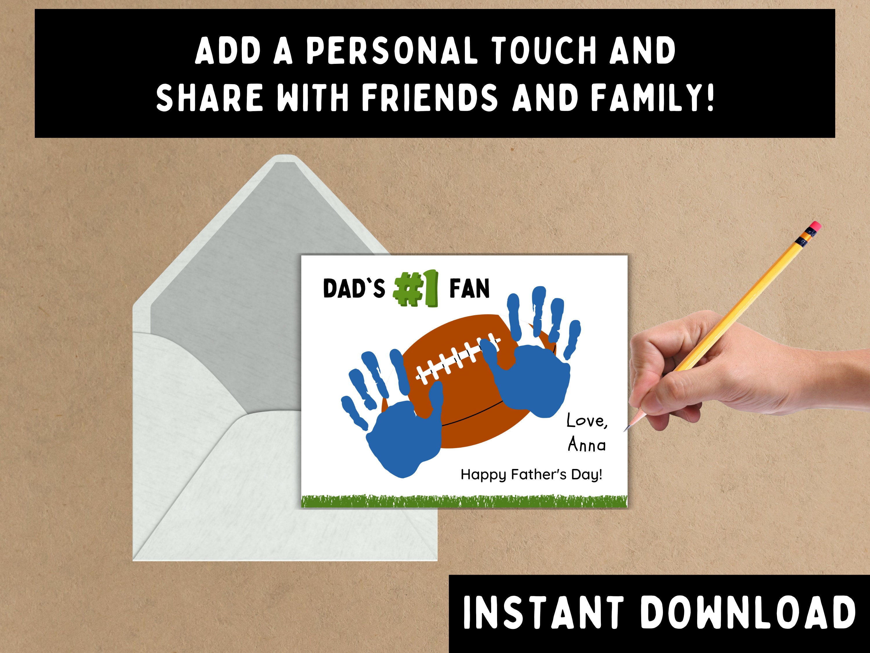 Father's Day Football Handprint Craft Printable DIY Handprint Activity ...
