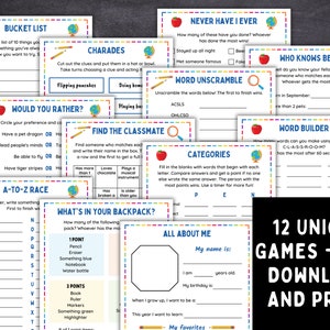 12 Back to School Games -- Printable Classroom Games -- Class ...