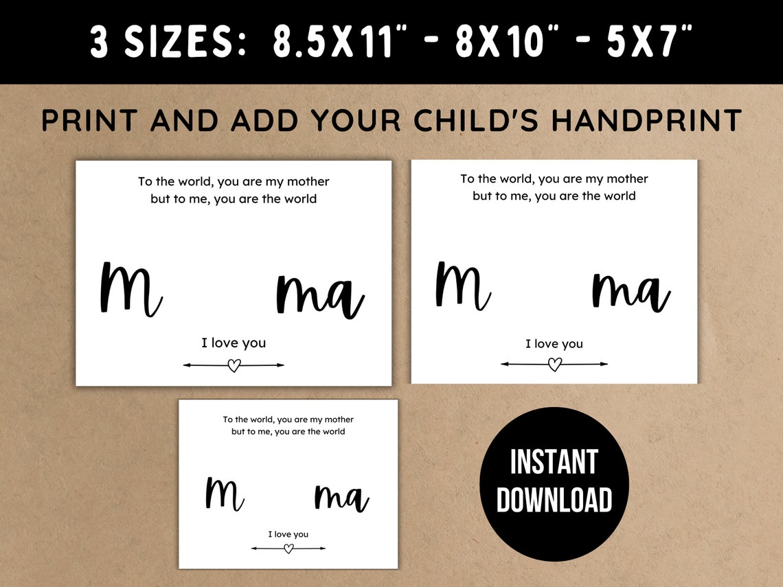 Mama Handprint Craft Mama DIY Gift Mama Handmade Keepsake Handprint Art ...