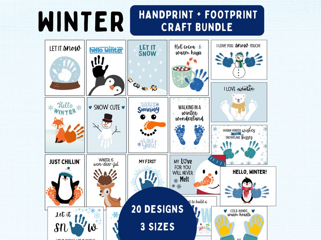 Winter Handprint and Footprint Craft Bundle Printable DIY Winter Craft ...