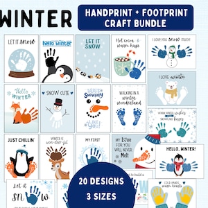 Winter Handprint and Footprint Craft Bundle Printable DIY Winter Craft ...
