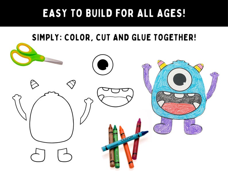 Halloween Cut and Glue Crafts -- Printable Halloween Craft Activities ...