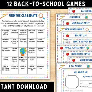 12 Back to School Games -- Printable Classroom Games -- Class ...