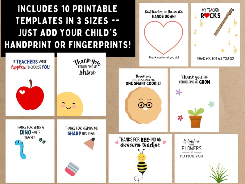 Teacher Appreciation Handprint and Fingerprint Craft Bundle Printable ...