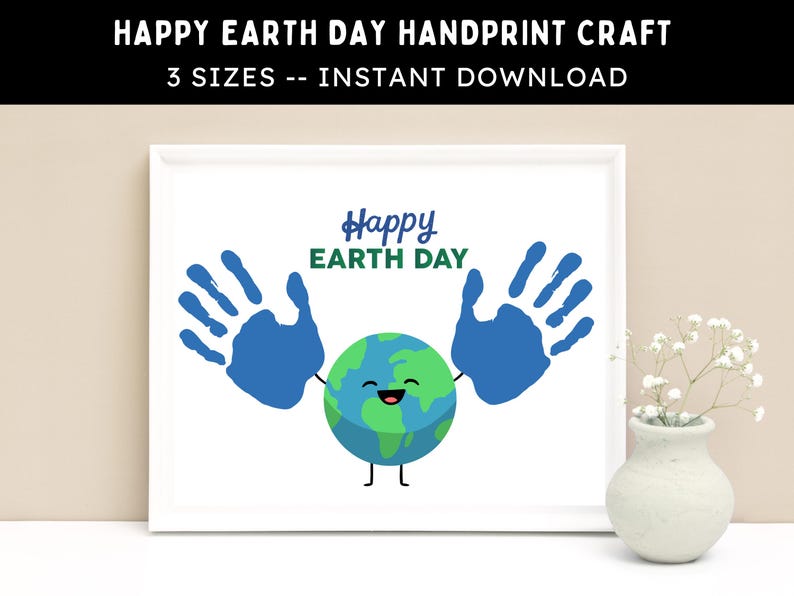 Happy Earth Day Handprint Craft Template -- Printable DIY Art Activity ...