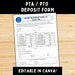 PTA / PTO Deposit Form Editable Canva Template Pto/pta Deposit Template ...
