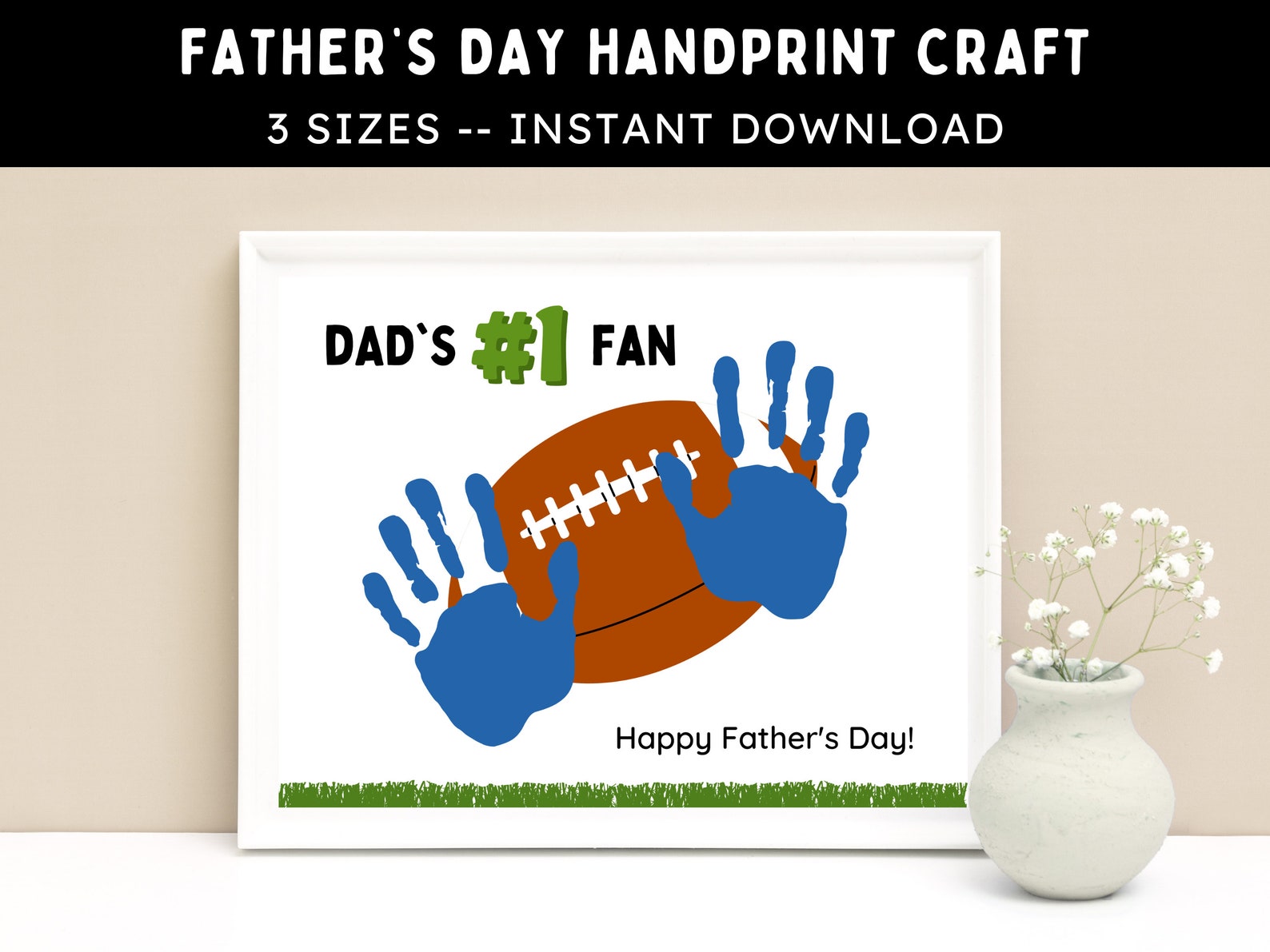 Father's Day Football Handprint Craft Printable DIY Handprint Activity ...