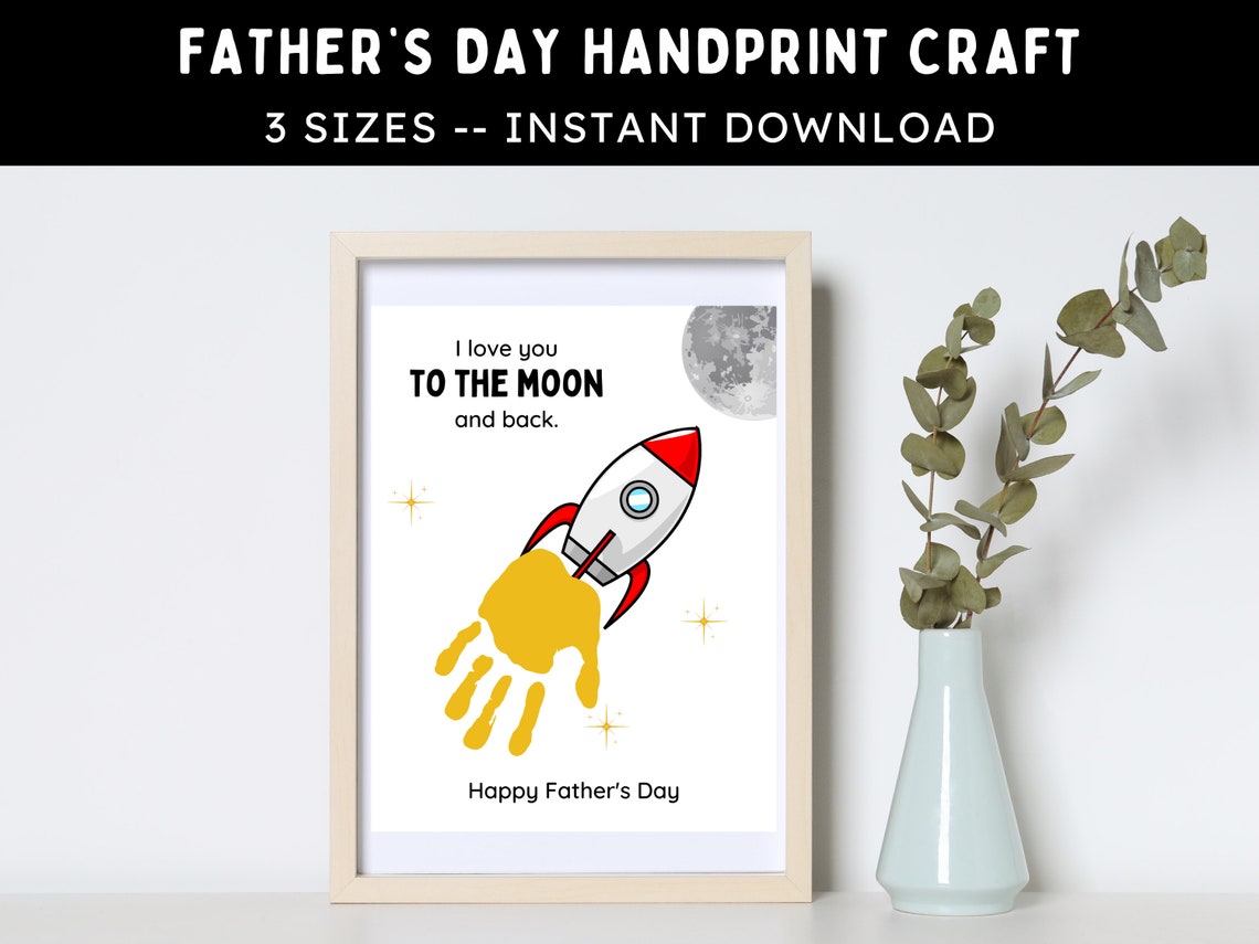 Father's Day Rocketship Handprint Craft Printable DIY Handprint ...
