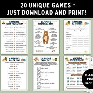 Camping-themed Party Games, Printable Camp Games, Camp Bunk Games ...