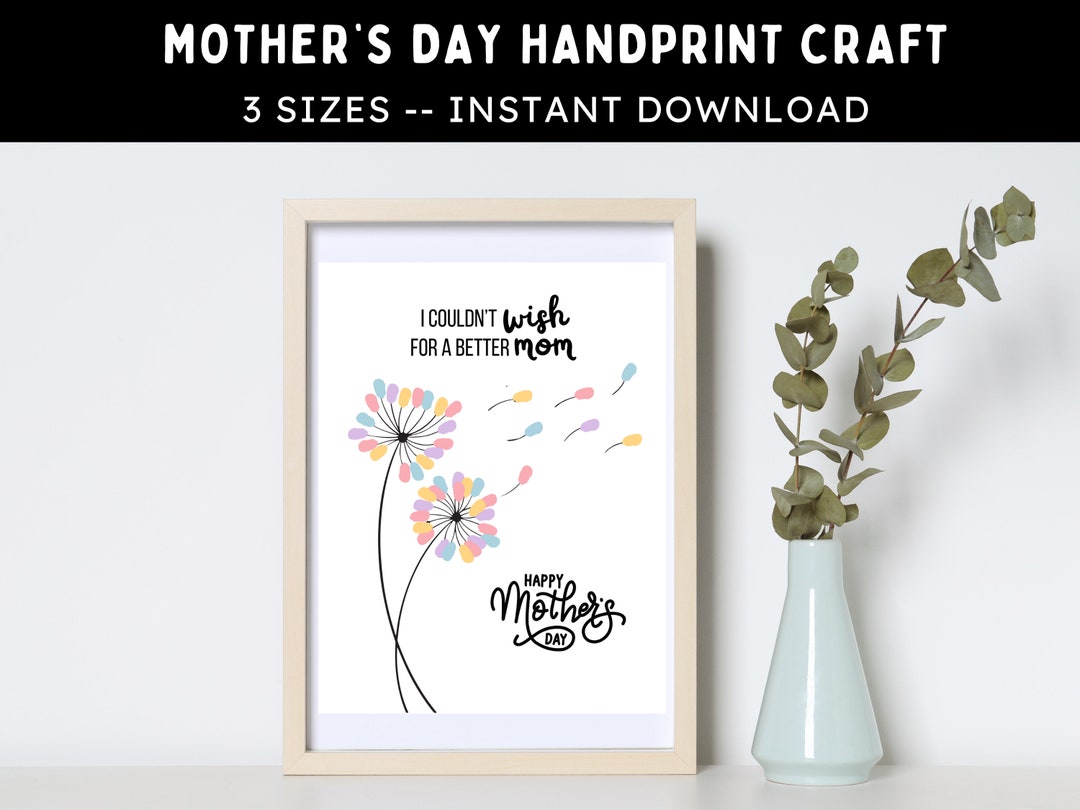 Mother's Day Fingerprint Craft Dandelion Wish Printable DIY Fingerprint ...