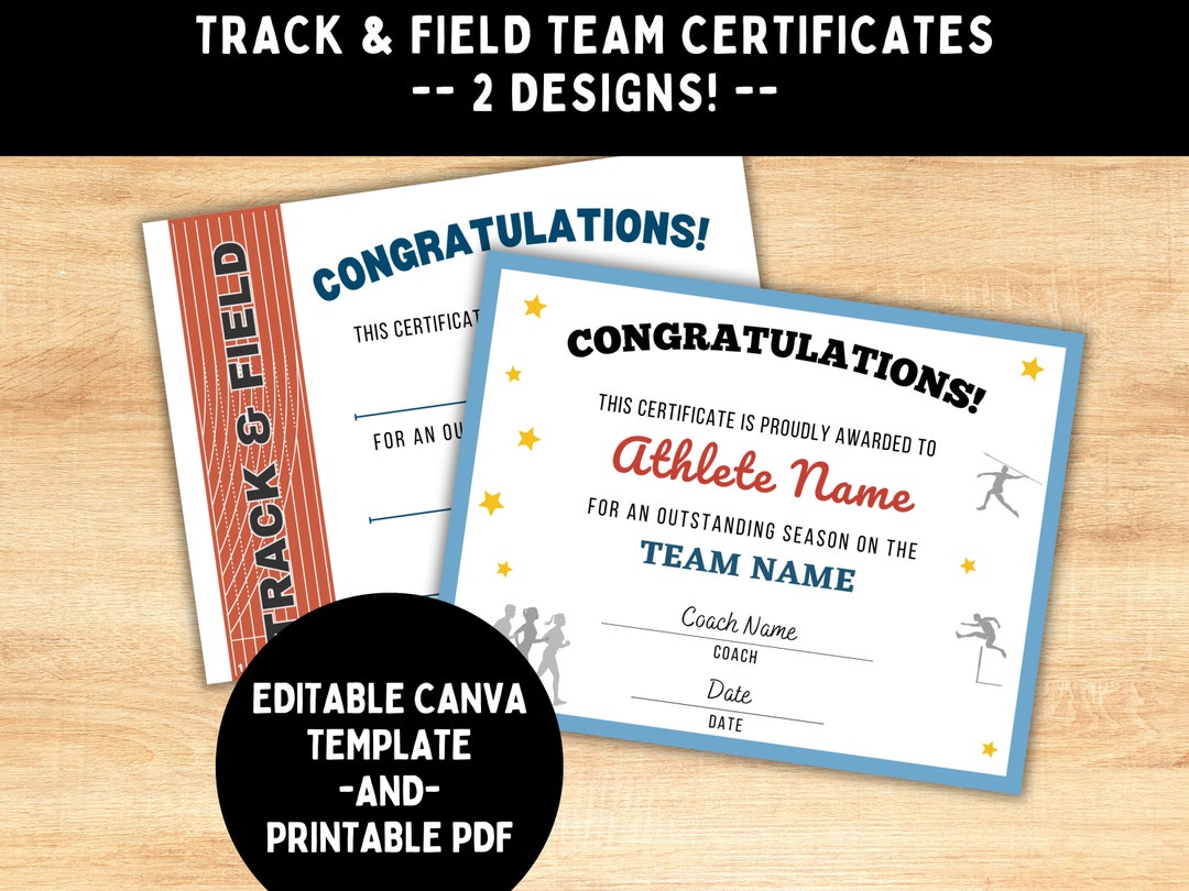 Track and Field Team Certificates - Editable and Printable ...
