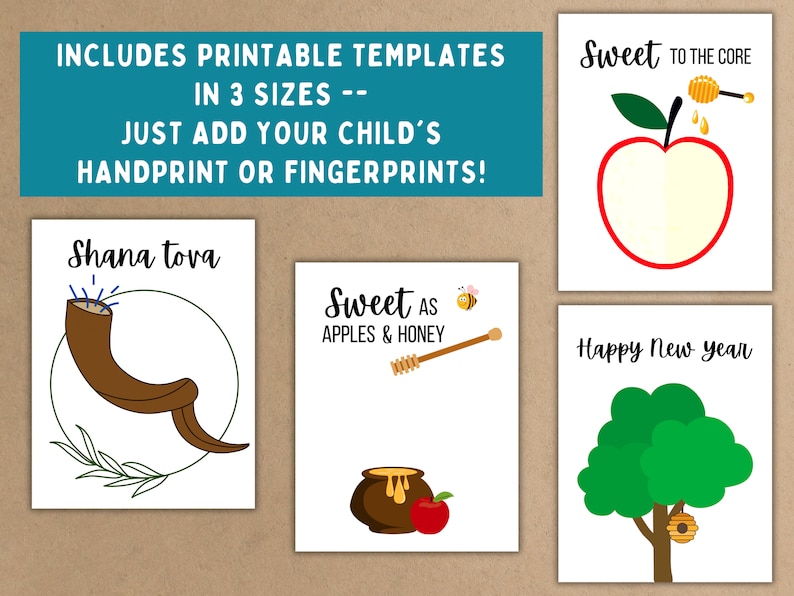 Rosh Hashanah Handprint & Fingerprint Craft Bundle - Printable Jewish ...