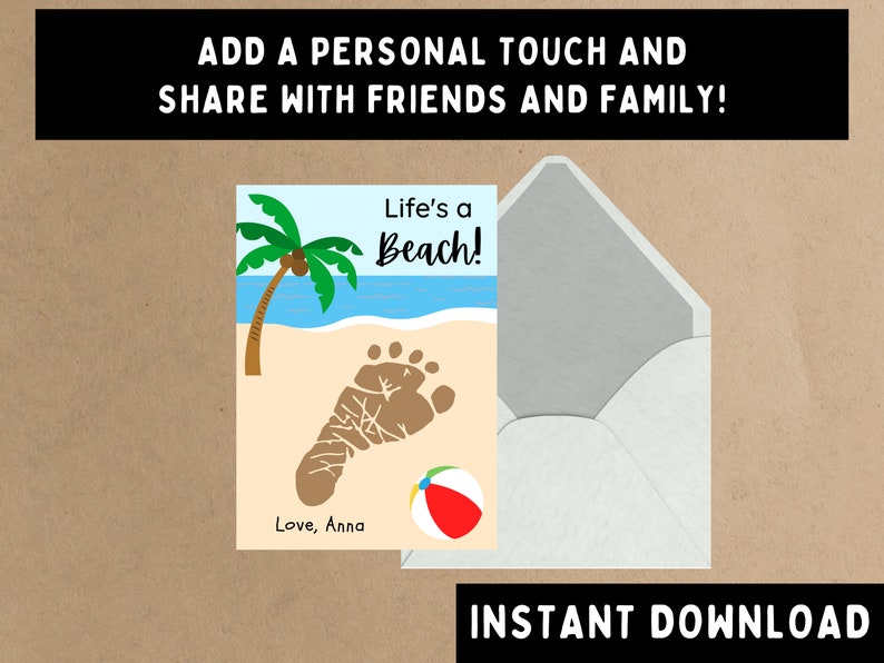 Summer Beach Footprint Craft -- Printable DIY Seasonal Art Activity for ...