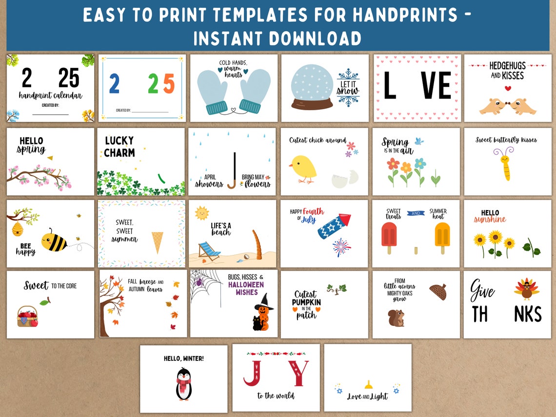 2025 Handprint Calendar Printable Handprint Craft Handprint Keepsake ...