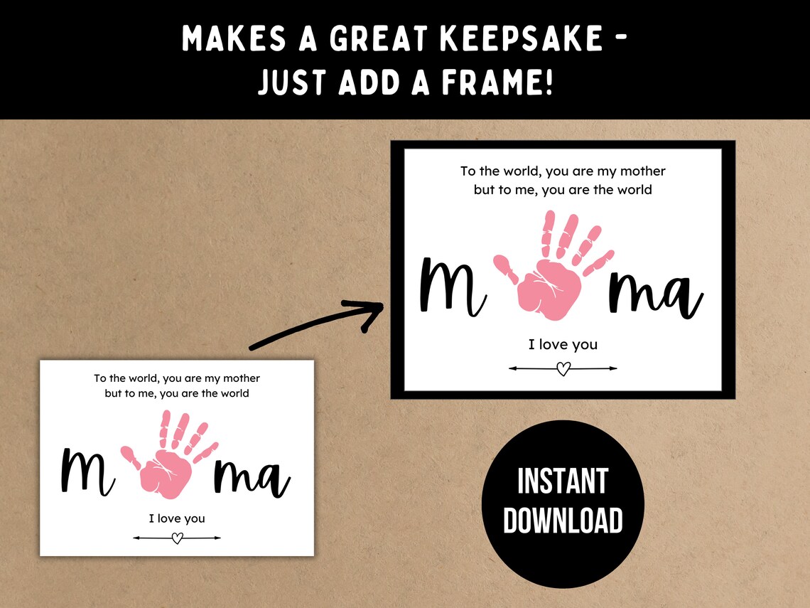 Mama Handprint Craft Mama DIY Gift Mama Handmade Keepsake Handprint Art ...