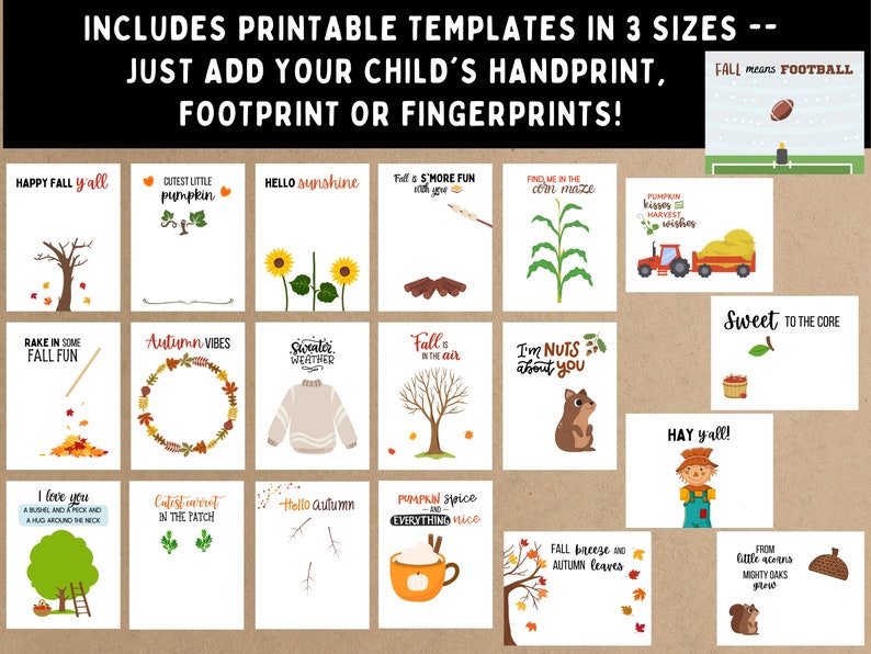 Fall Handprint and Footprint Craft Bundle -- Printable DIY Autumn Craft ...