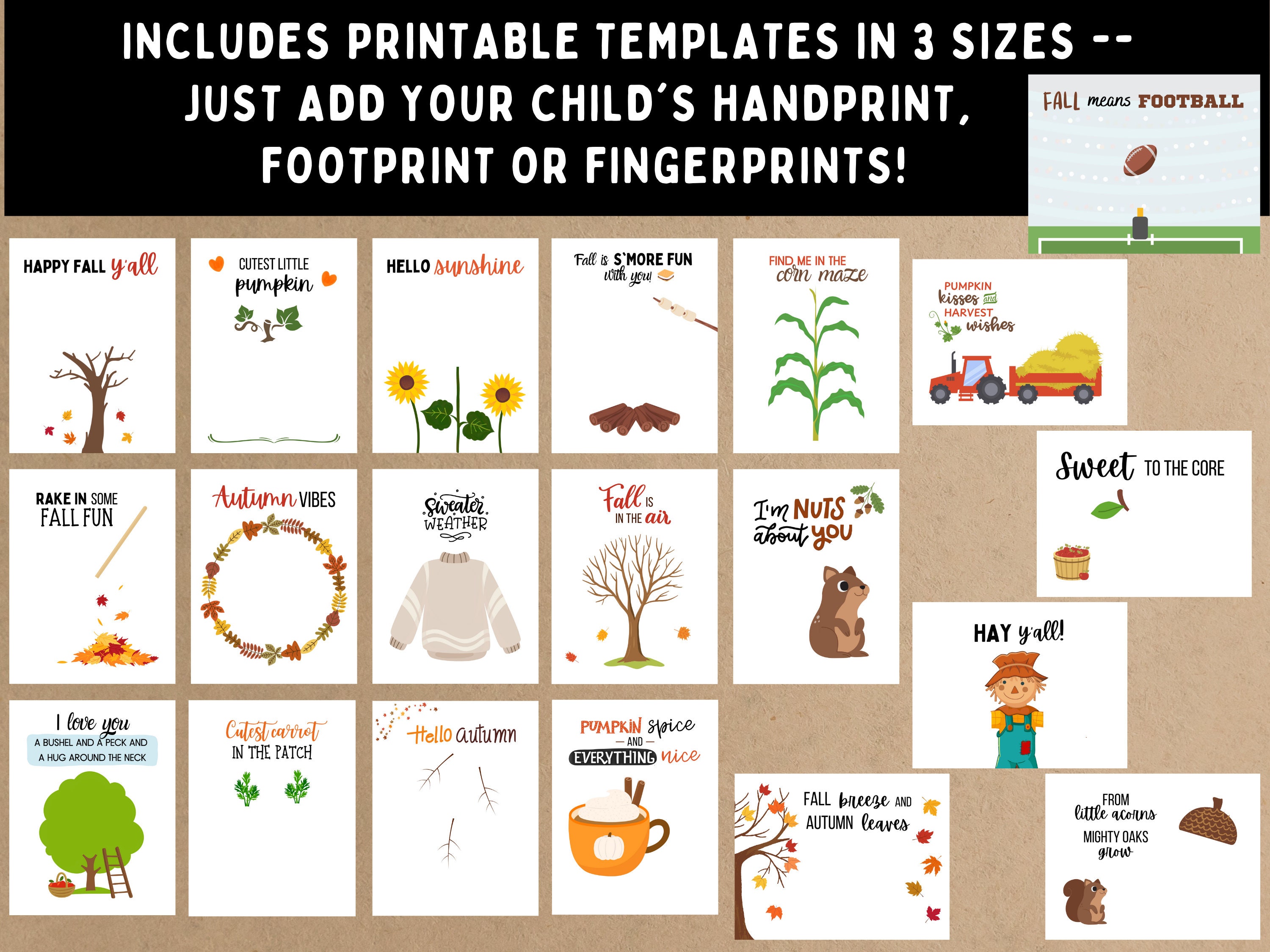 Fall Handprint and Footprint Craft Bundle -- Printable DIY Autumn Craft ...