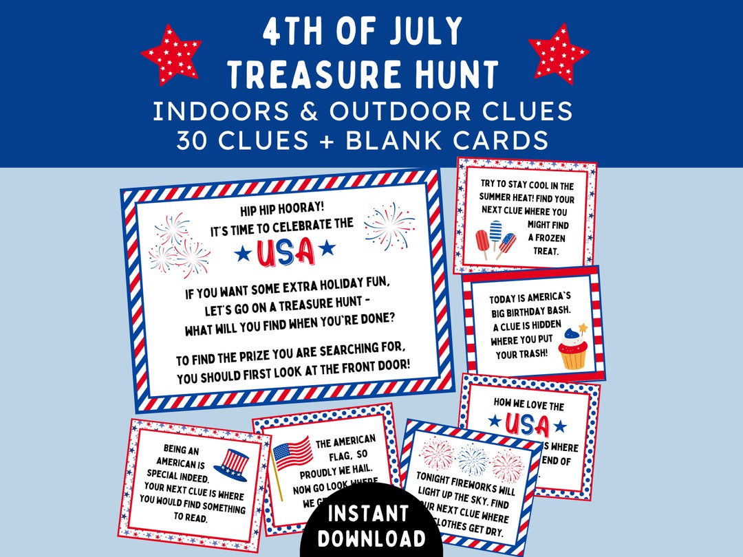 4th of July Treasure Hunt Printable July 4th Scavenger Hunt ...
