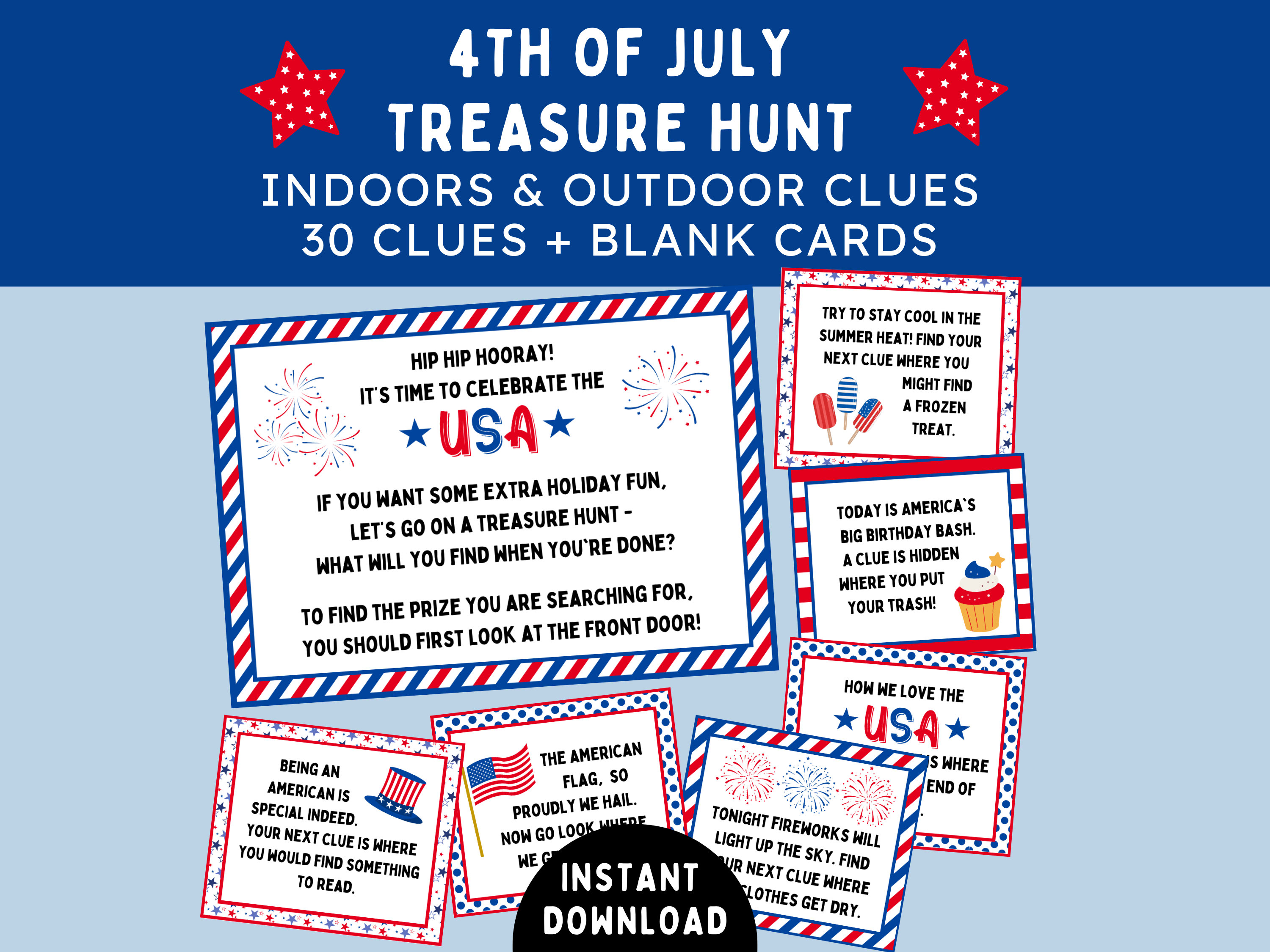 4th of July Treasure Hunt -- Printable Independence Day Scavenger ...