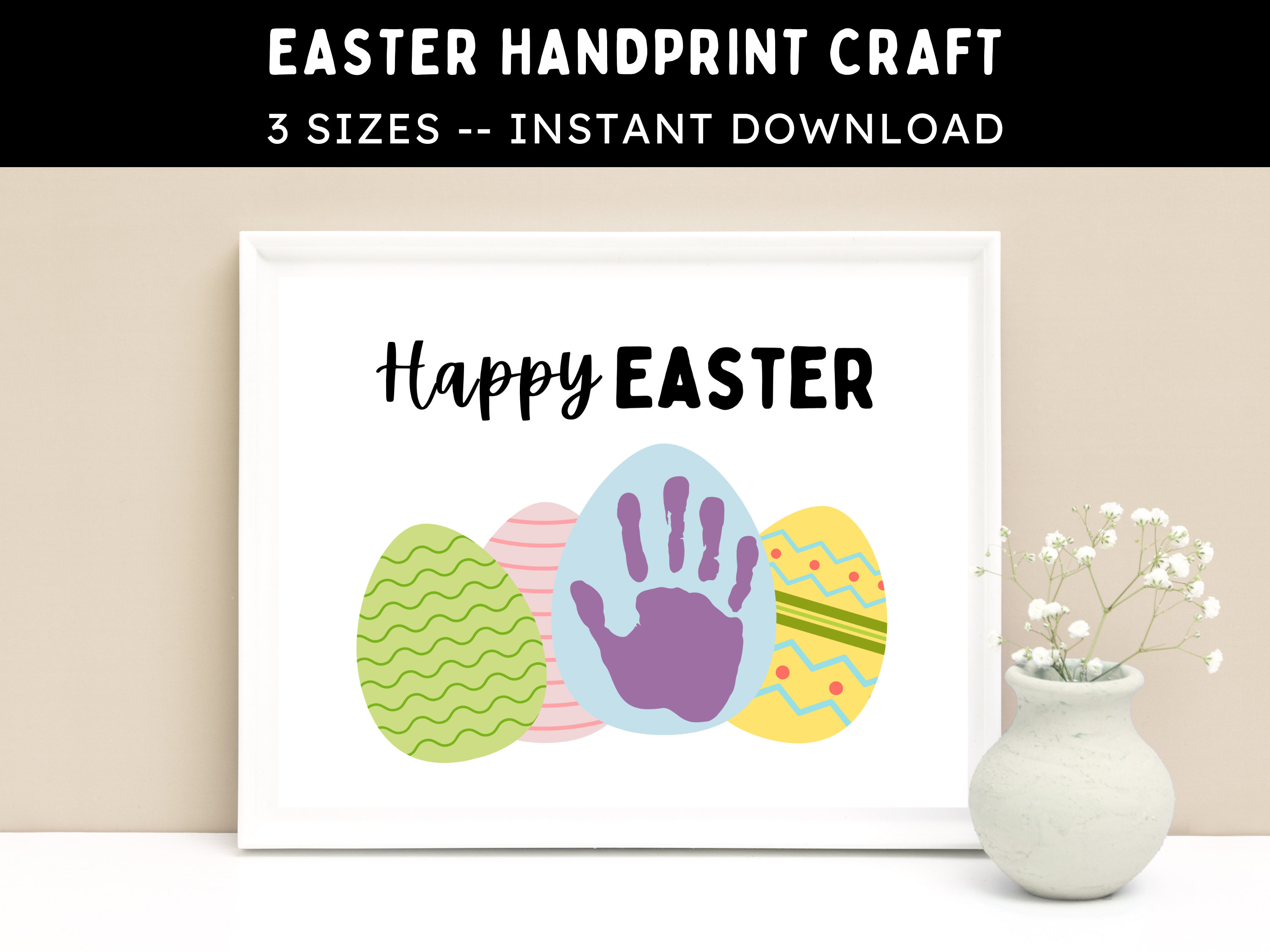 Easter Egg Handprint Craft Printable DIY Easter Handprint Activity ...