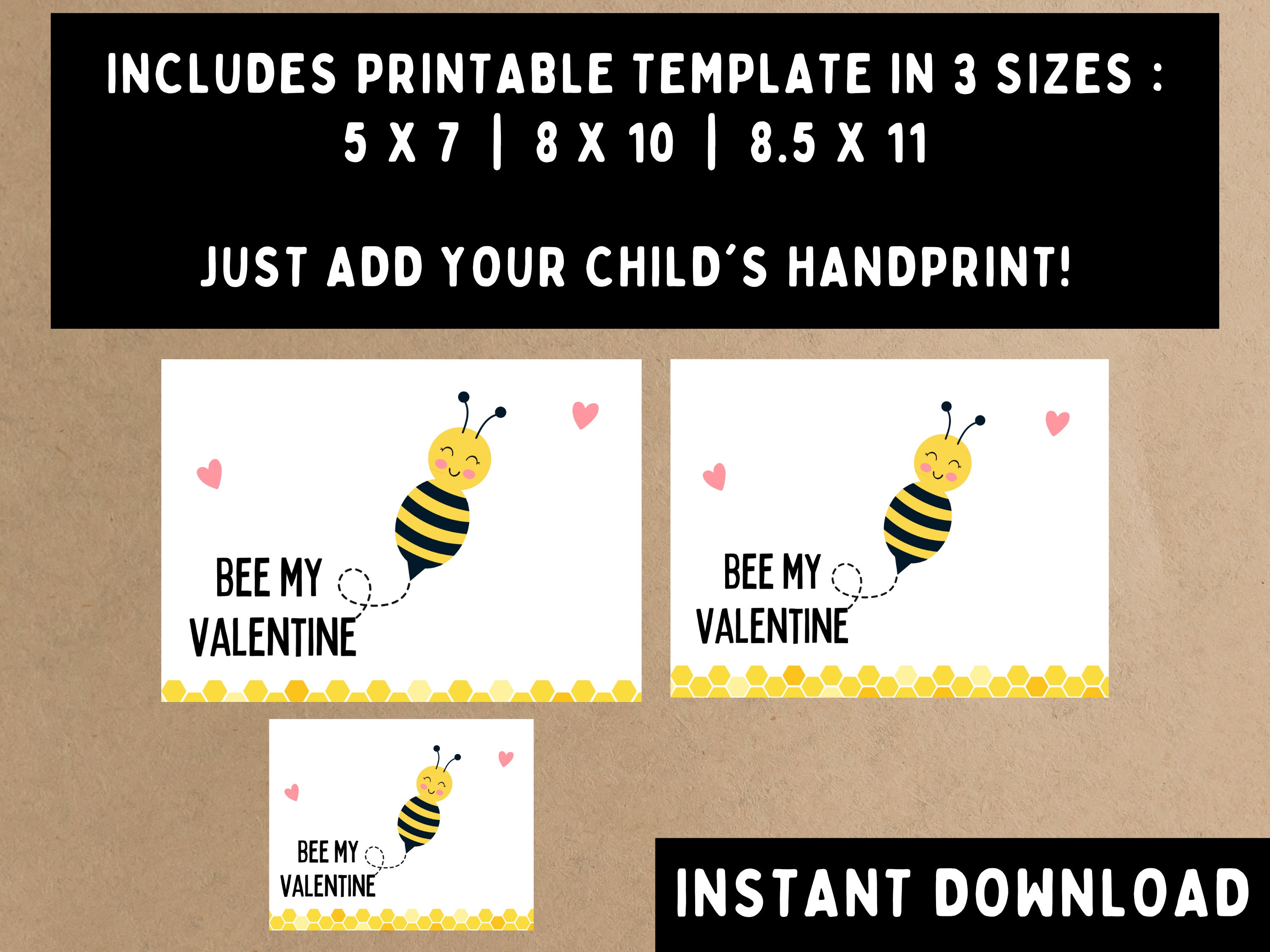 Valentine's Day Bee Handprint Craft -- Printable Activity for Kids ...