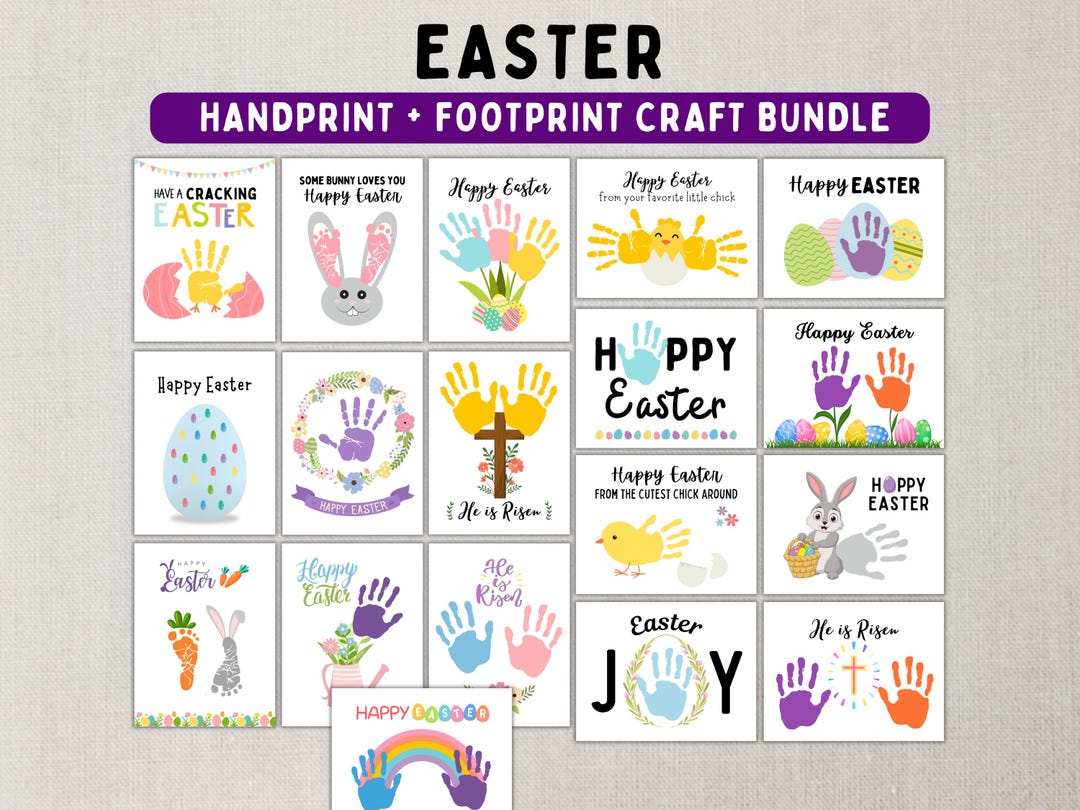 Easter Handprint, Footprint & Fingerprint Craft Bundle - Printable DIY ...