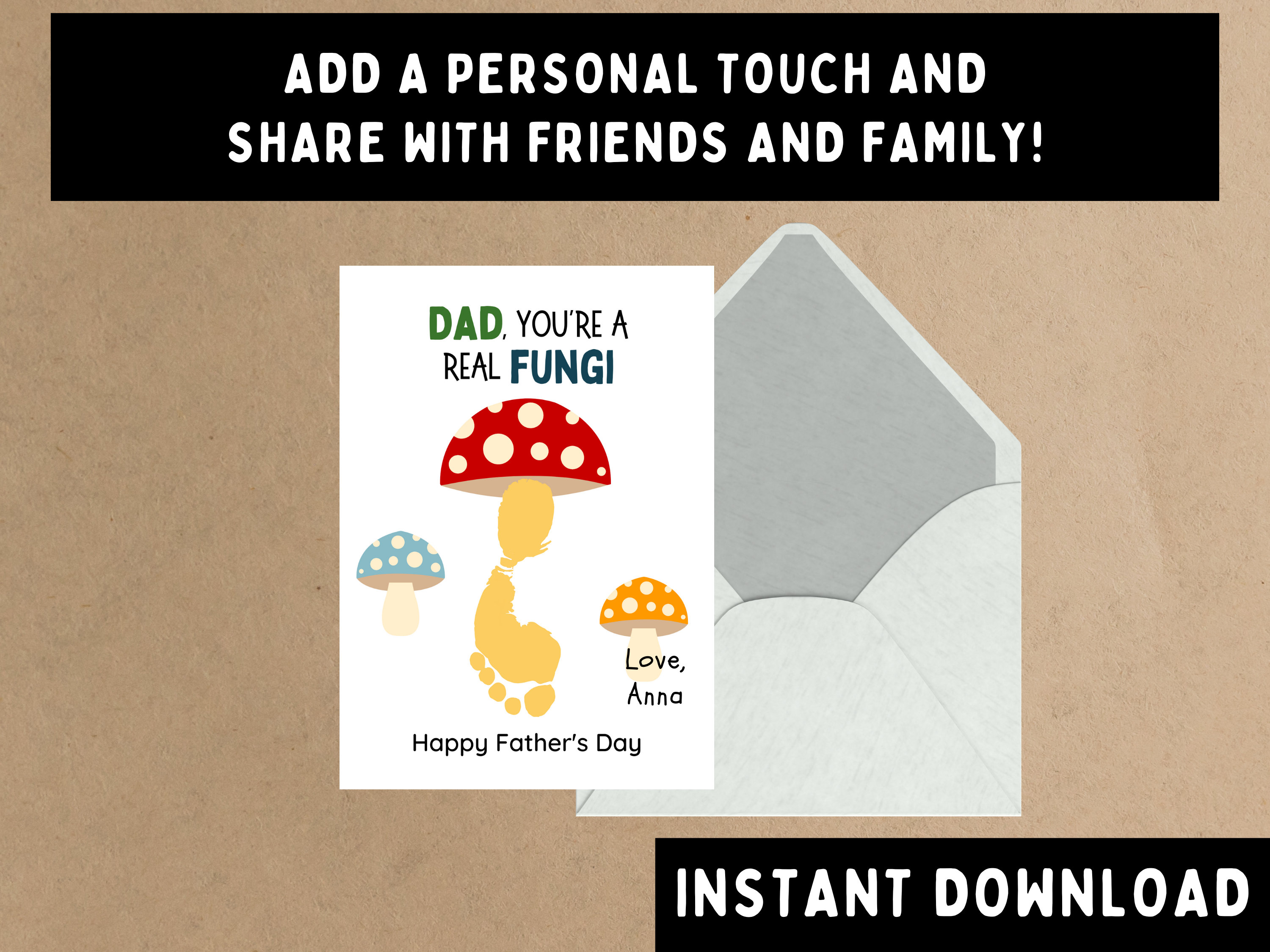 Father's Day Mushroom Handprint Craft Printable DIY Handprint Activity ...