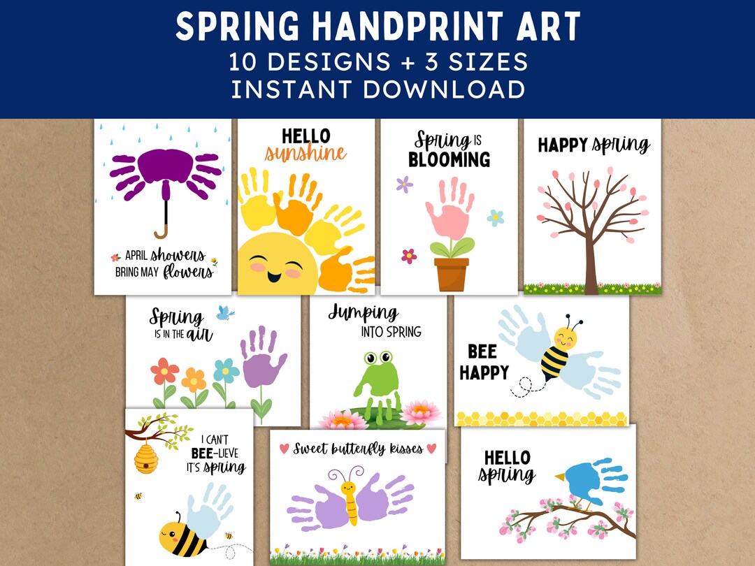 10 Spring Handprint Craft Bundle Printable DIY Spring Craft Activities ...