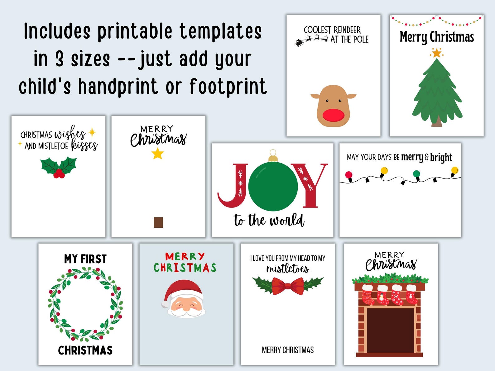 10 Christmas Handprint & Footprint Craft Bundle -- Printable DIY ...