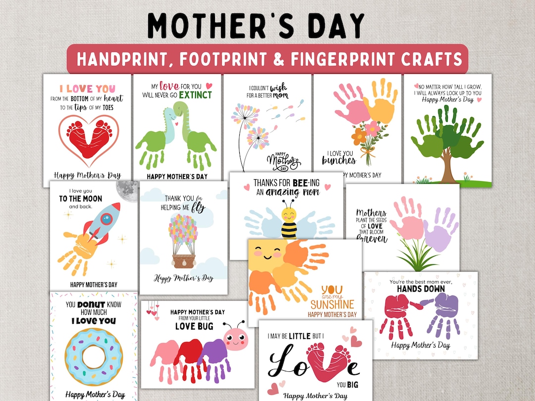 Mother's Day Handprint, Footprint & Fingerprint Craft Bundle ...