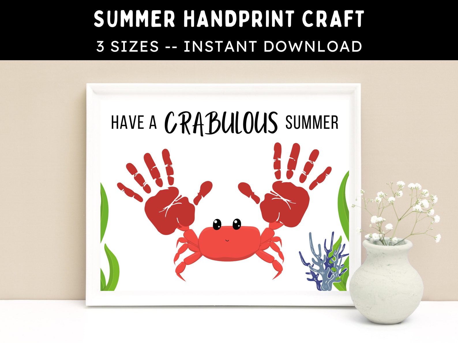 Summer Crab Handprint Craft Printable DIY Art Activity for Kids ...