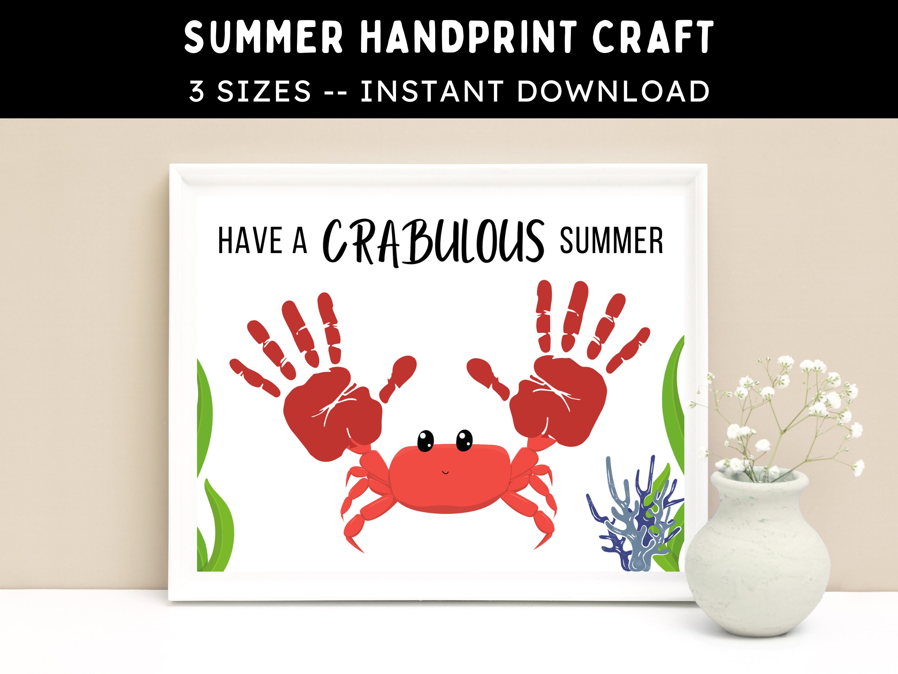 Summer Crab Handprint Craft Printable DIY Art Activity for Kids ...