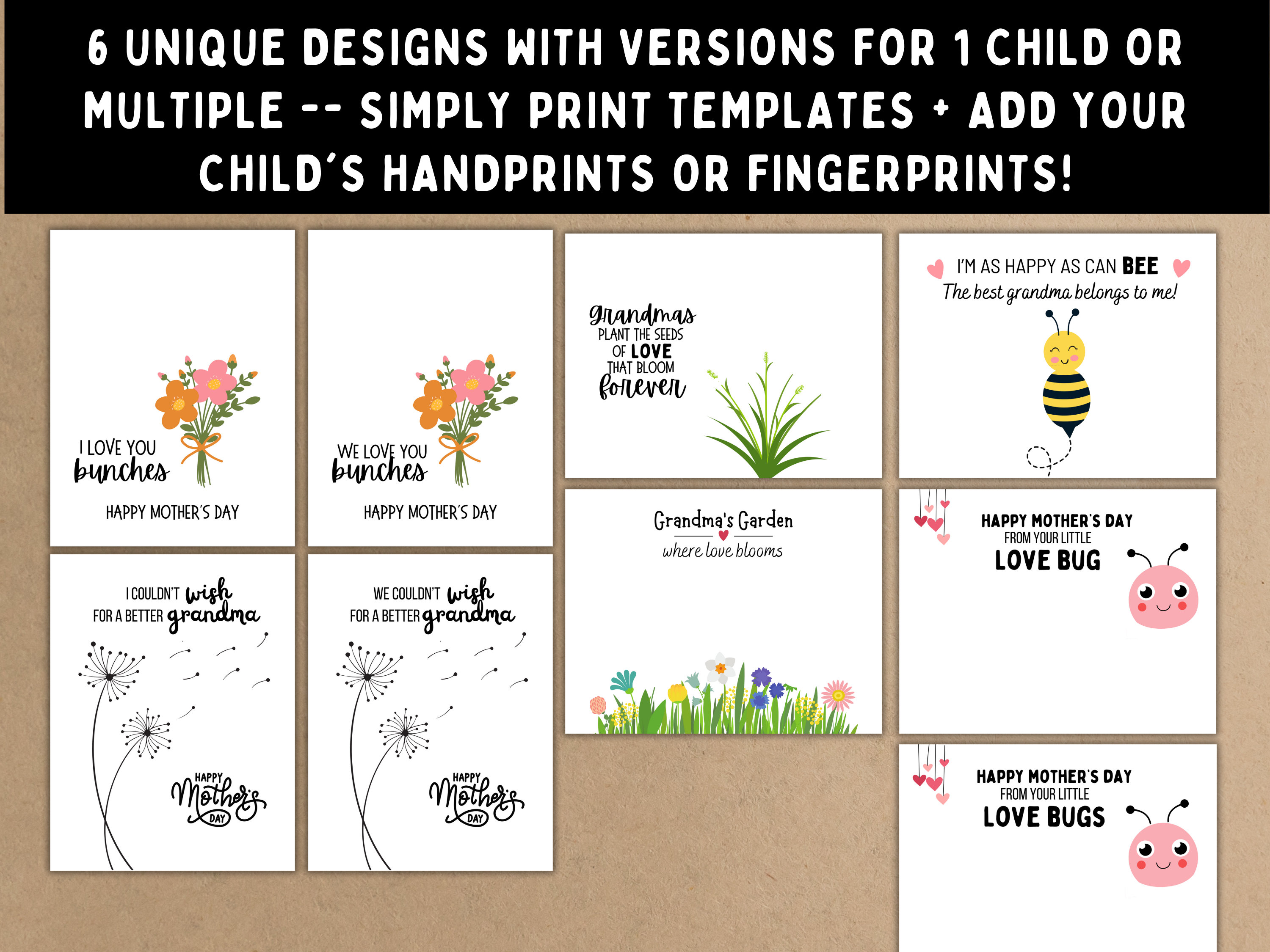 Mother's Day for Grandma Handprint Craft Bundle Printable DIY Craft ...