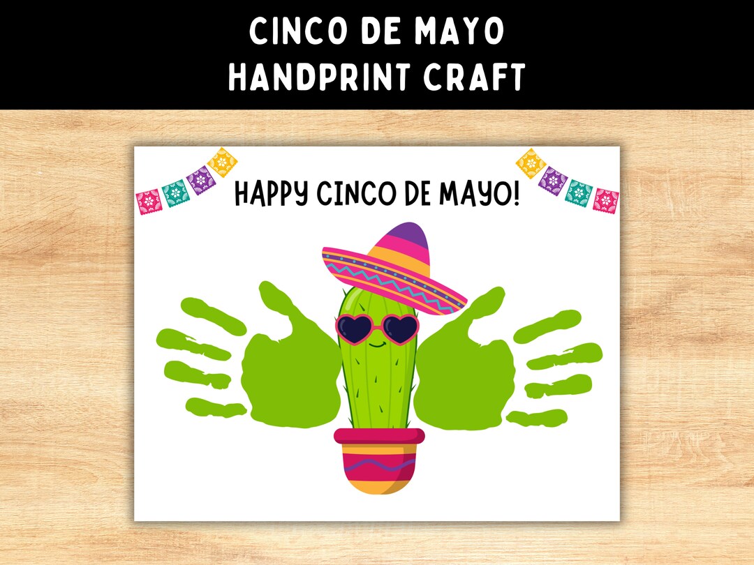 Cinco De Mayo Cactus Handprint Craft -- Printable DIY Art Activity for ...